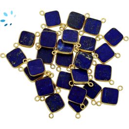 Lapis Square Shape Bezel Connector 13x12 Mm " SET OF 4 "-Gold Plated