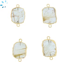 Rutilated Quartz Organic Connector 15x12mm Electroplated "SET OF 4 ...
