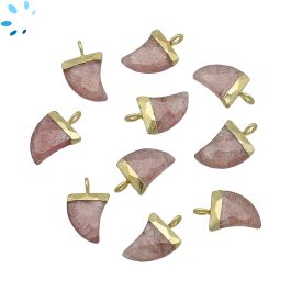 Strawberry Quartz Faceted Horn Electroplated Gold Electroplated 10.5x8 ...