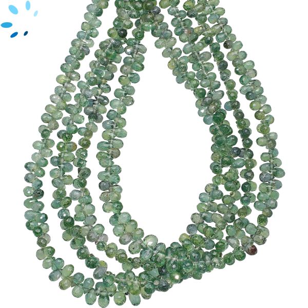 Green Sapphire Faceted Drop Beads Graduated 3x5mm