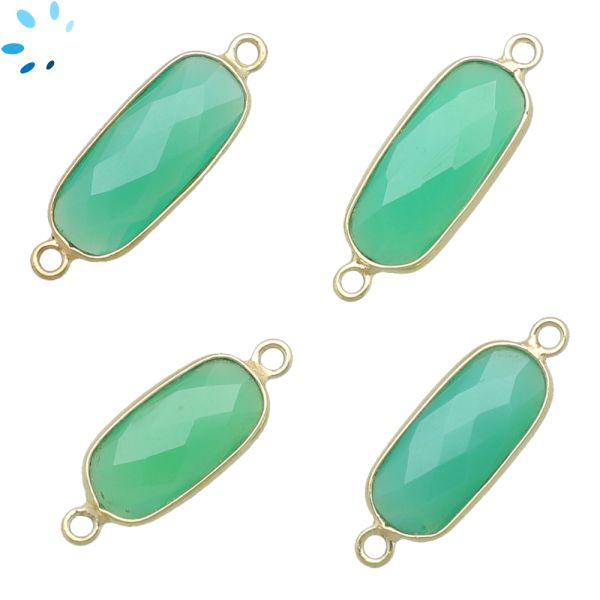 Chrysoprase Chalcedony Rounded Rectangle 16x9 - 17x9 mm Bezel Connector ...