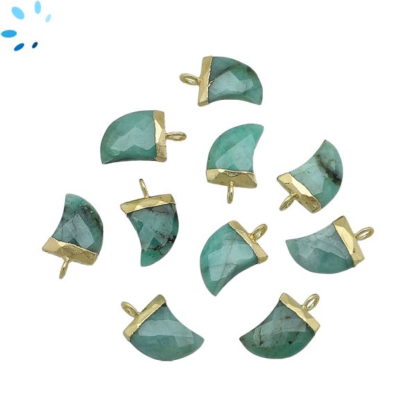 Raw Emerald Faceted Horn Gold Electroplated 10.5x8.5mm